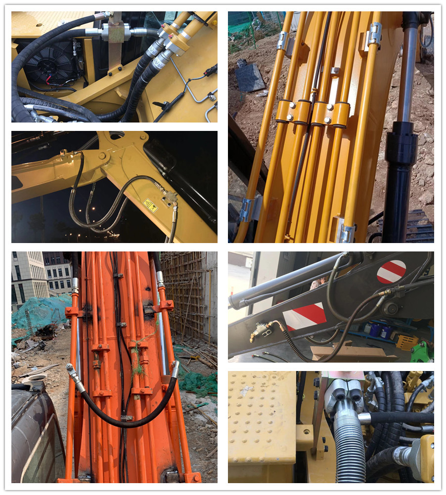 Excavator Attach Breaker Pipes Hydraulic Oil Hose Pipeline Installation ...